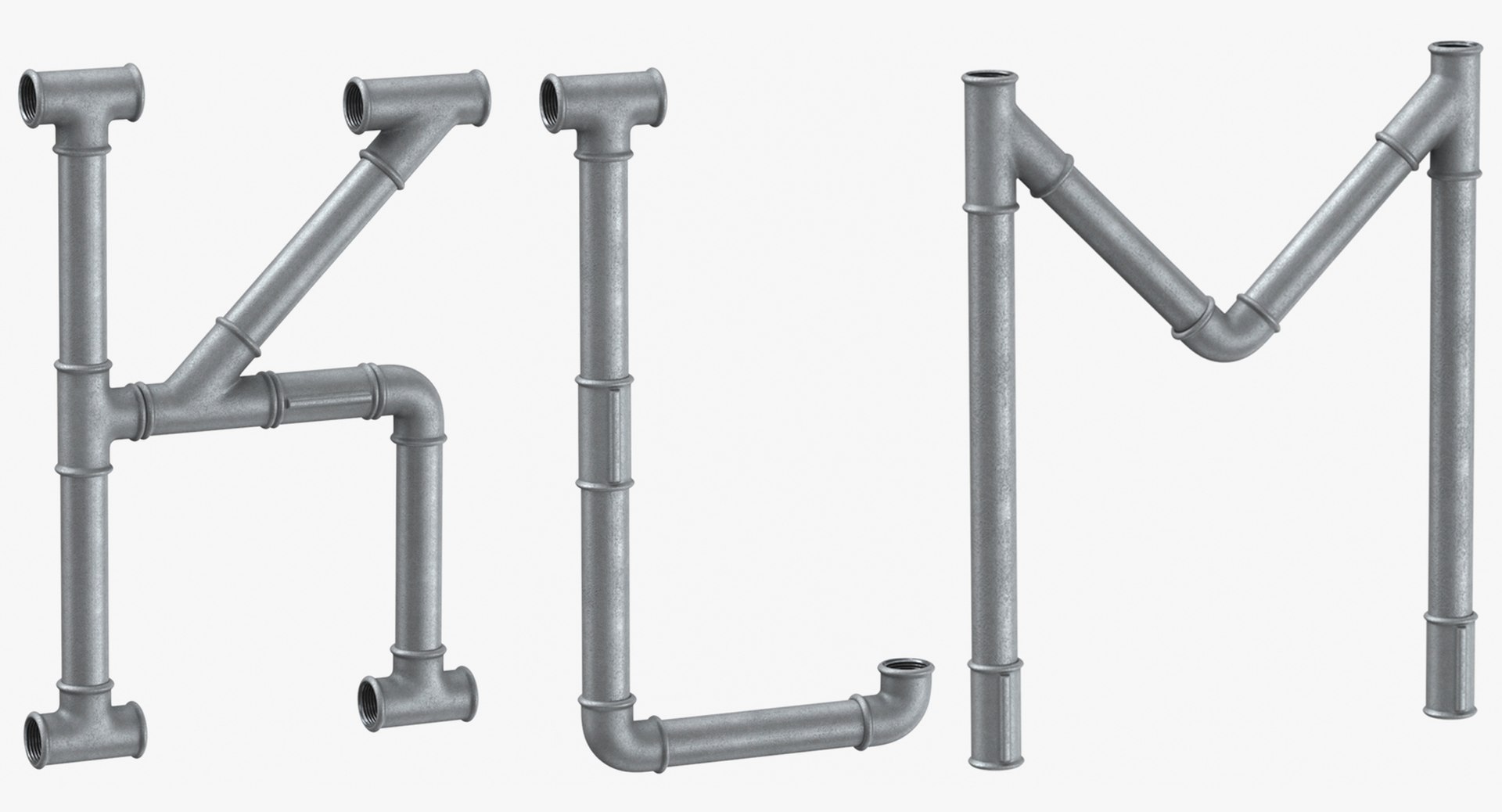 Galvanized Steel Pipe Letters 3D Model - TurboSquid 1513144