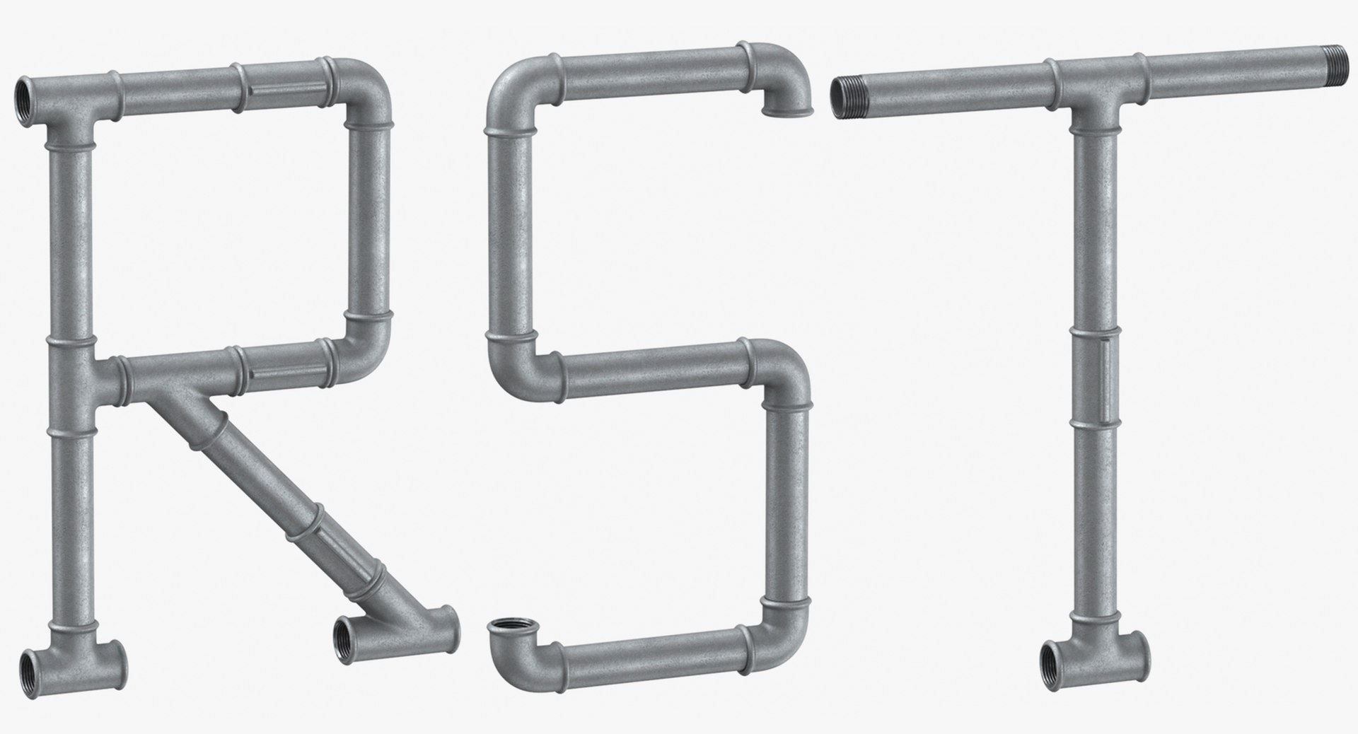 Galvanized Steel Pipe Letters 3D Model - TurboSquid 1513144