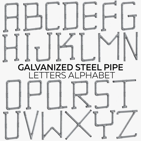 Galvanized steel pipe letters 3D model - TurboSquid 1513144