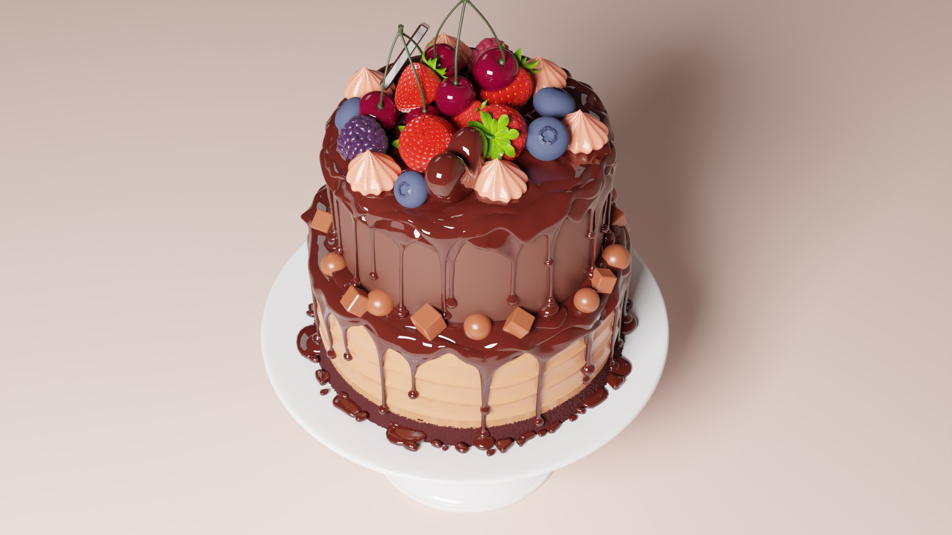 3D Model Happy Birthday Chocolate Cake - TurboSquid 2324413