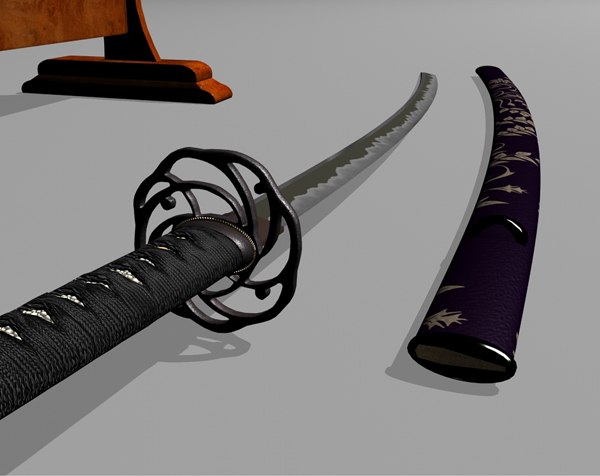 3d japanese sword katana modelled