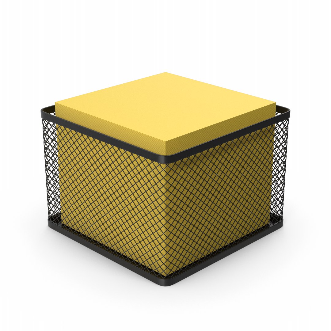 3D Note Holder With Yellow Sticky Notes model - TurboSquid 2161590