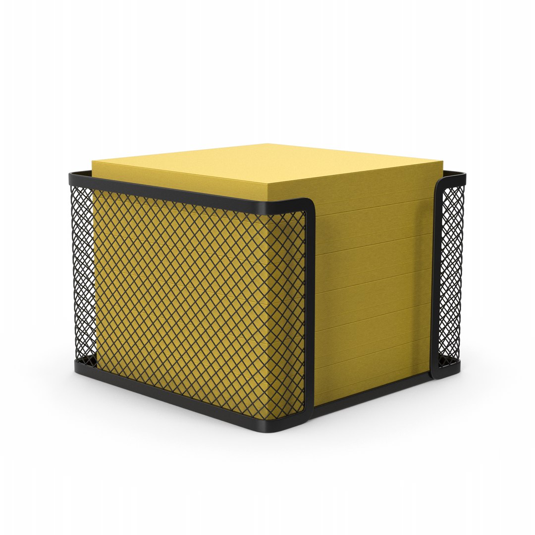3D Note Holder With Yellow Sticky Notes model - TurboSquid 2161590