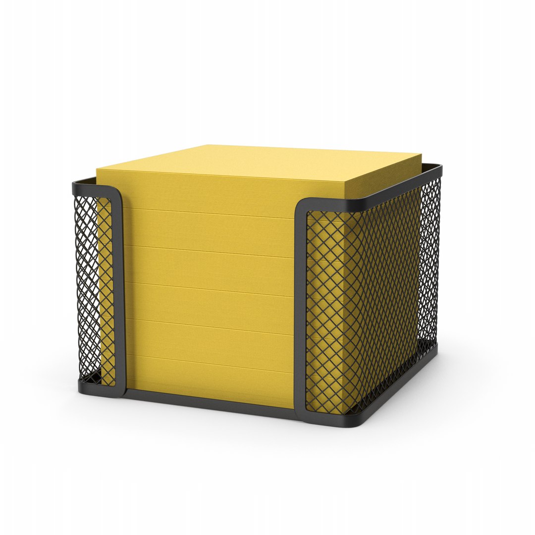 3D Note Holder With Yellow Sticky Notes model - TurboSquid 2161590