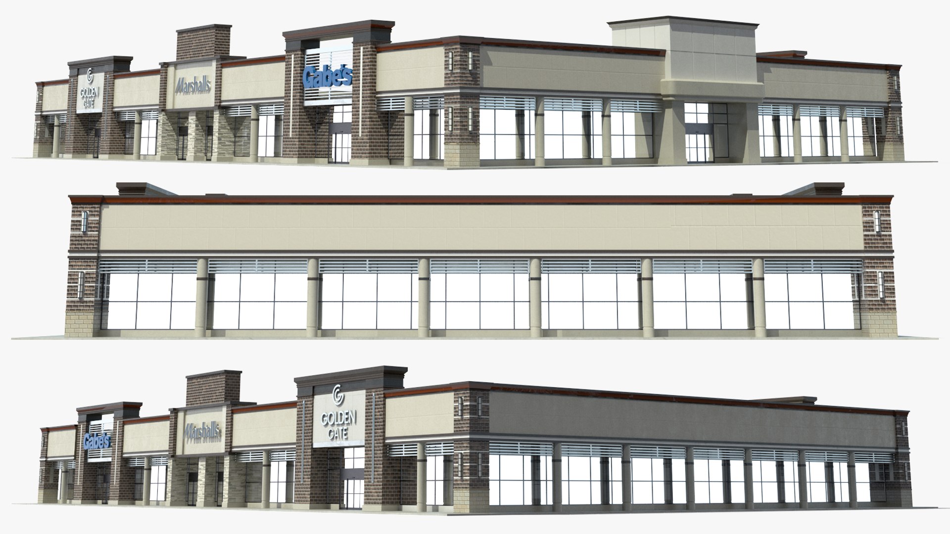 3D Strip Mall Building - TurboSquid 2328667