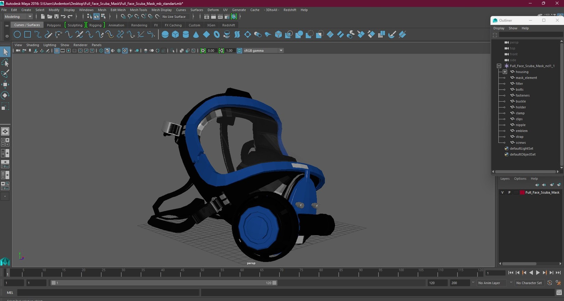 3D Full Face Scuba Mask - TurboSquid 2235584