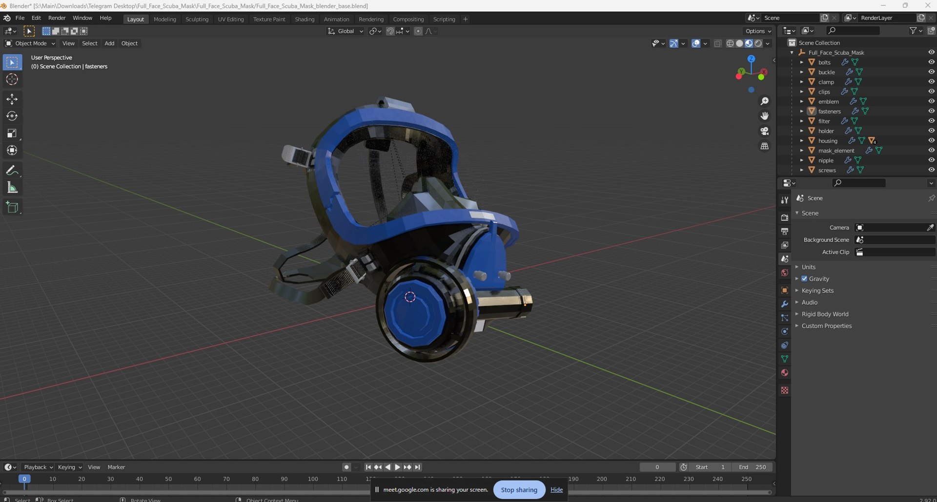 3D Full Face Scuba Mask - TurboSquid 2235584