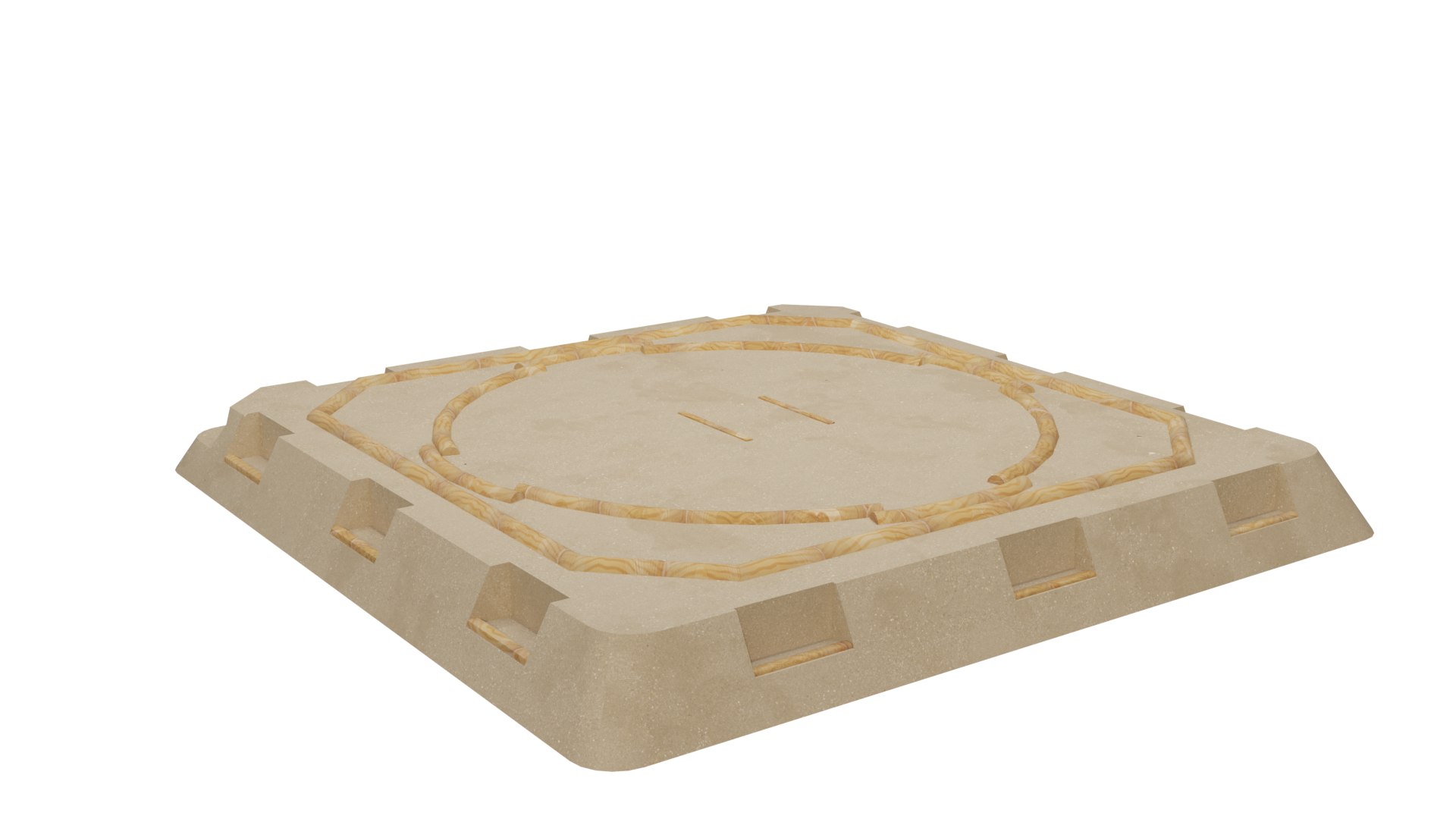 3D Model Sumo Ring Dohyo With Traditional Roof - Japanese Sumo Arena ...