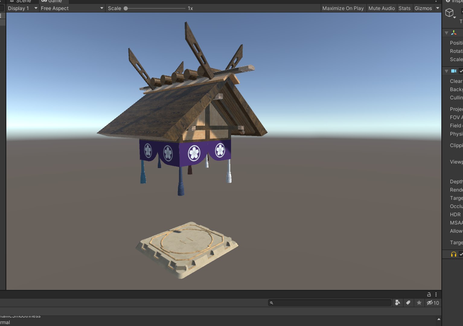 3D Model Sumo Ring Dohyo With Traditional Roof - Japanese Sumo Arena ...