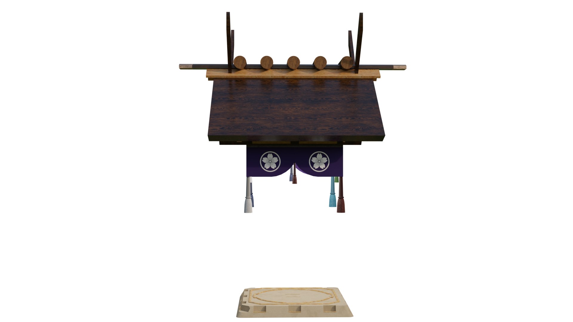 3D Model Sumo Ring Dohyo With Traditional Roof - Japanese Sumo Arena ...