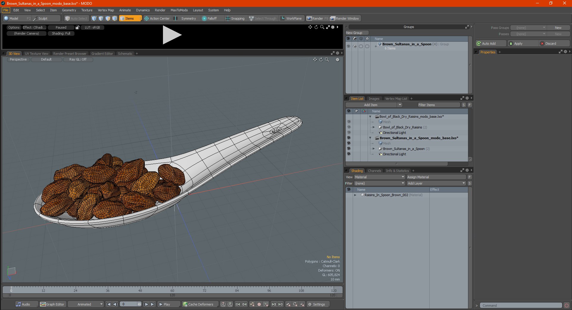 Brown Sultanas in a Spoon 3D - TurboSquid 1782457