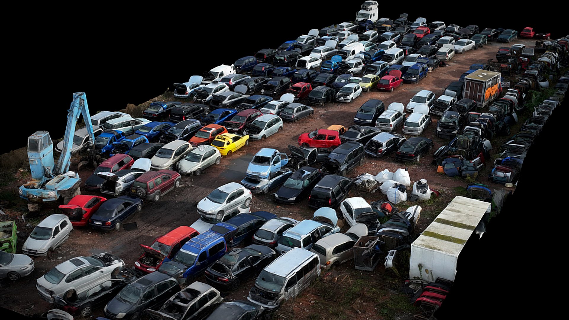 3D Cars Wreckage Terrain Junkyard Large Area Drone Photogrammetry Model ...