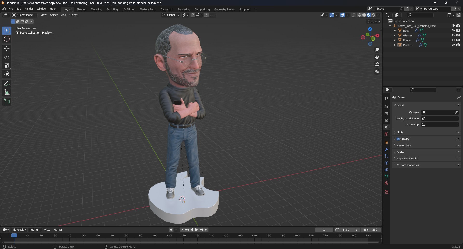 3D Steve Jobs Doll Standing Pose For 3D Print - TurboSquid 2285468