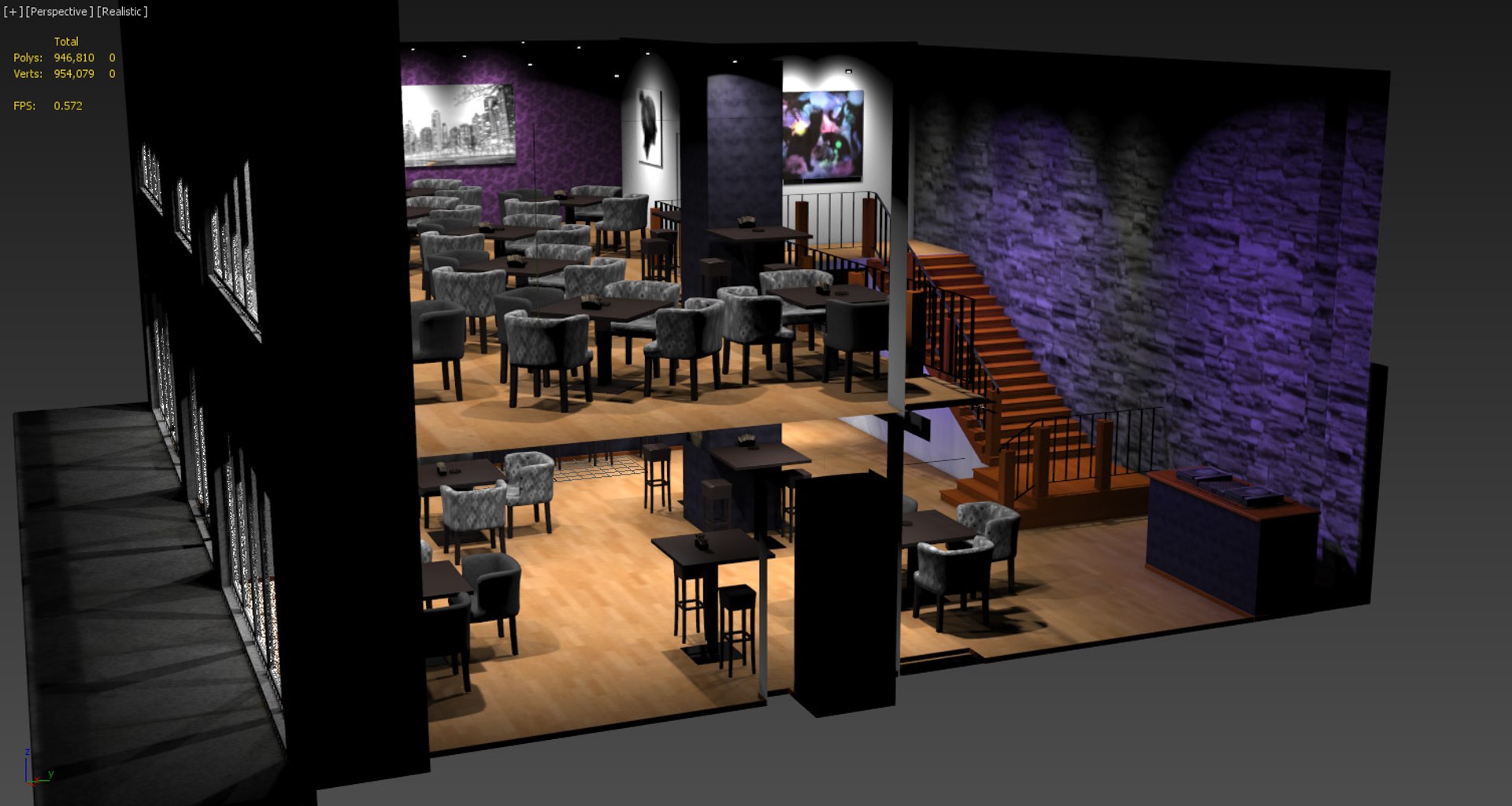 3d Cafe Bar Model
