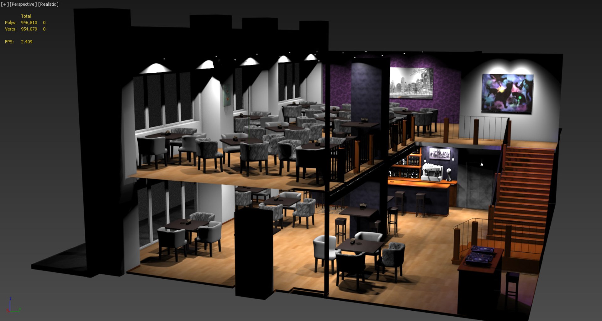 3d Cafe Bar Model