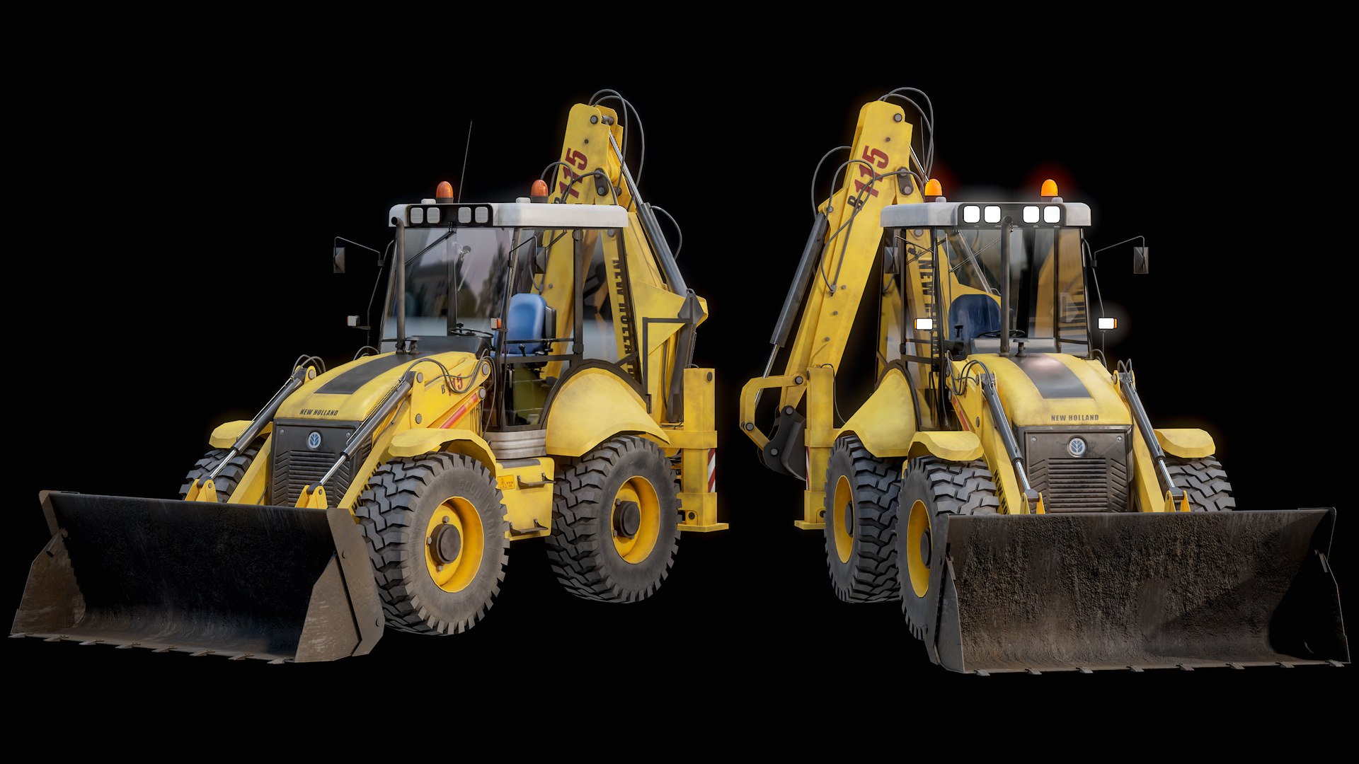 Backhoe Loader New Holland B115 PBR 3D model - TurboSquid 2062196