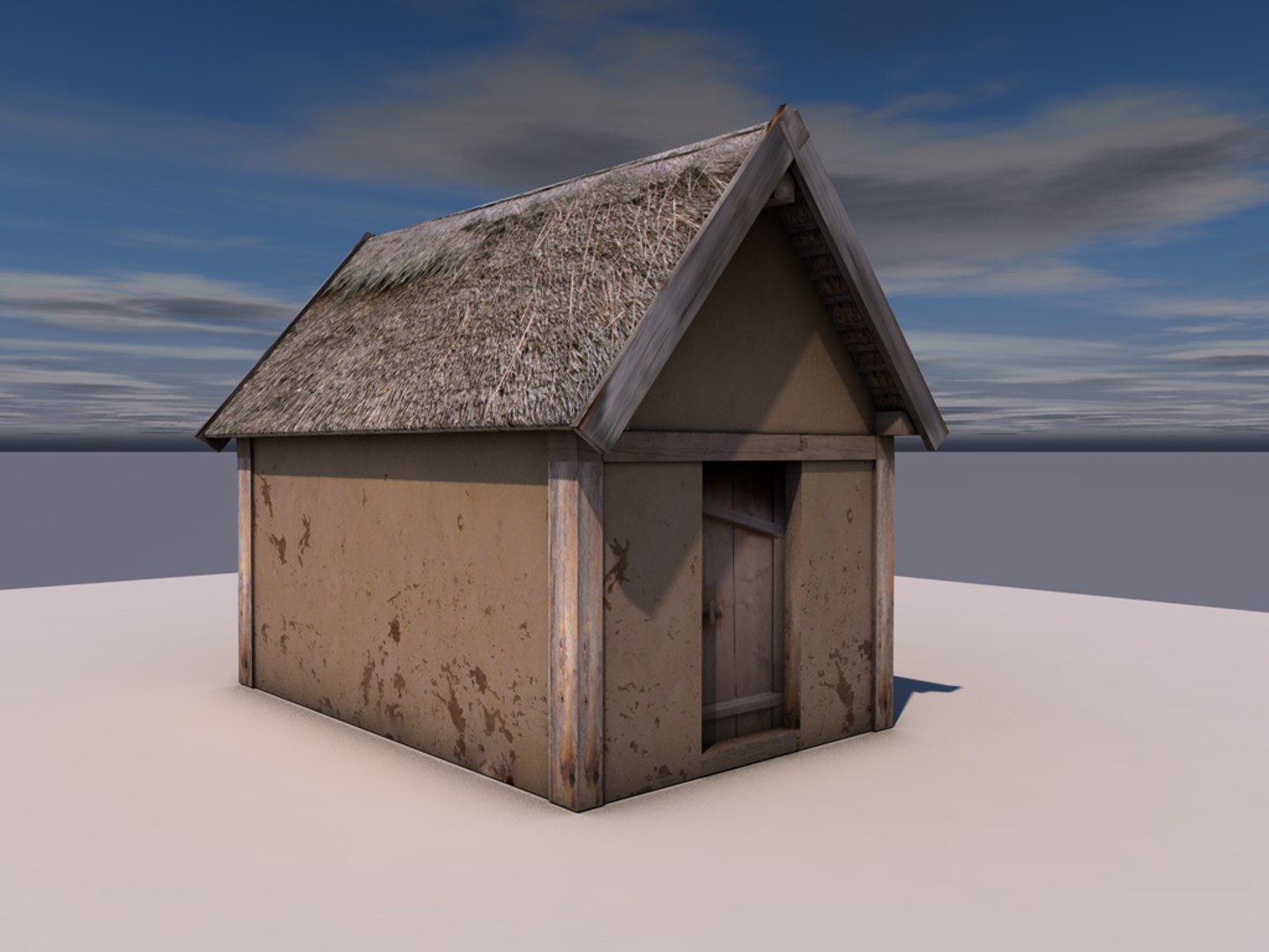 wooden pit house 3d c4d