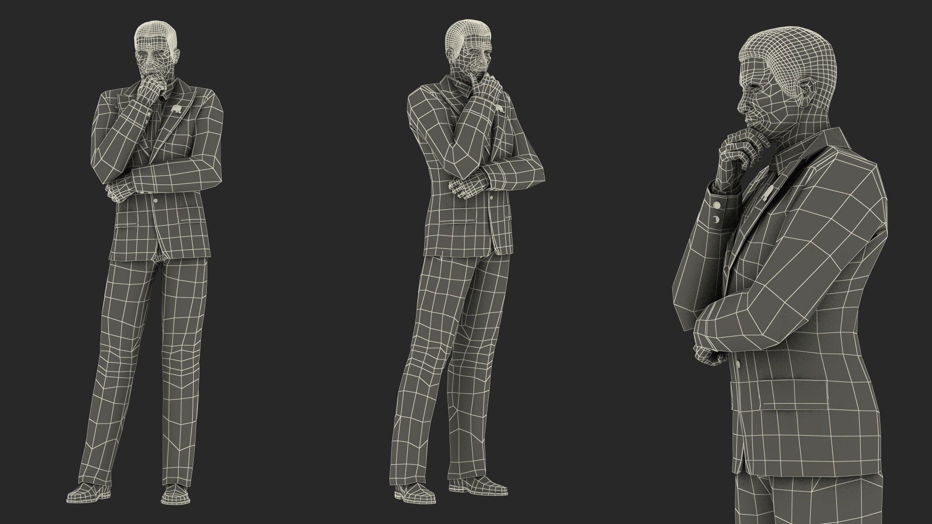 3D Republican Man Thinking Pose With Republican Badge Model ...