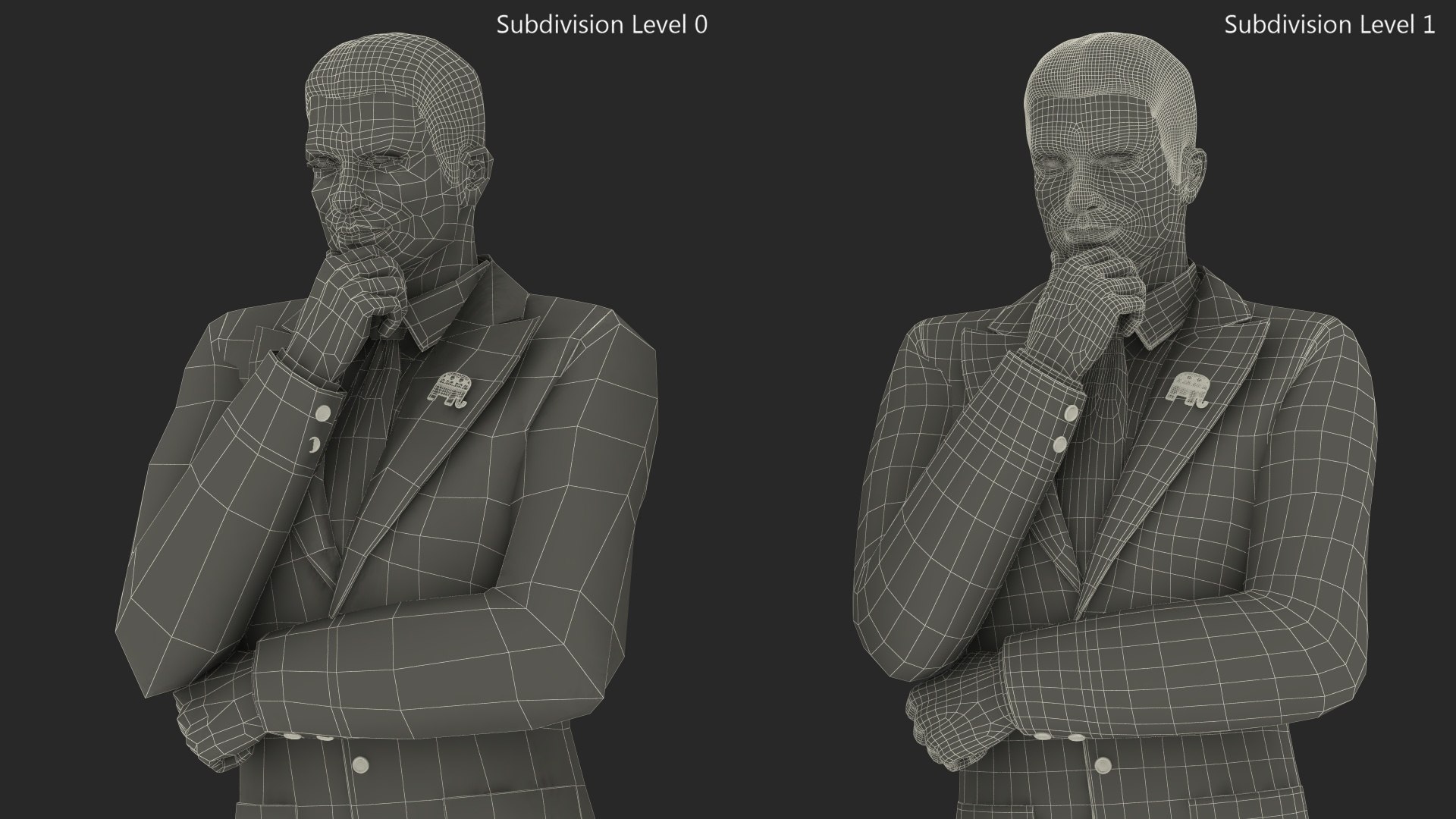 3D Republican Man Thinking Pose With Republican Badge Model ...