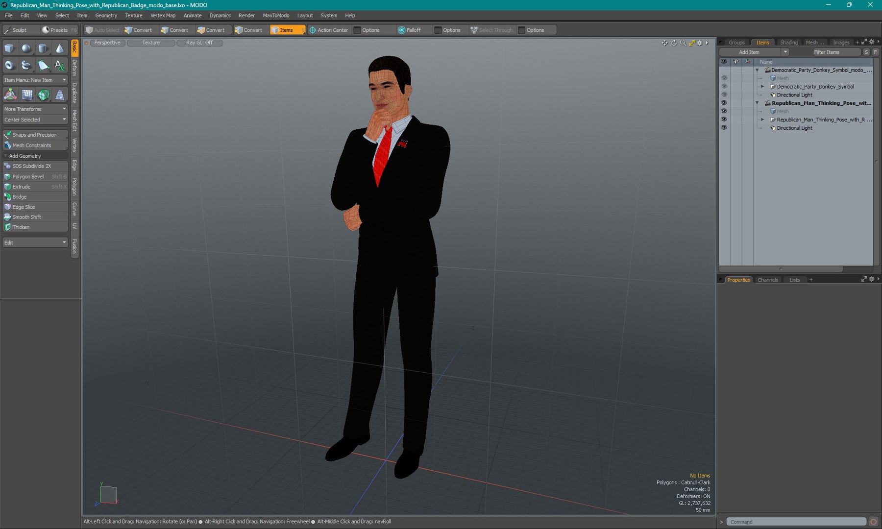 3D Republican Man Thinking Pose With Republican Badge Model ...