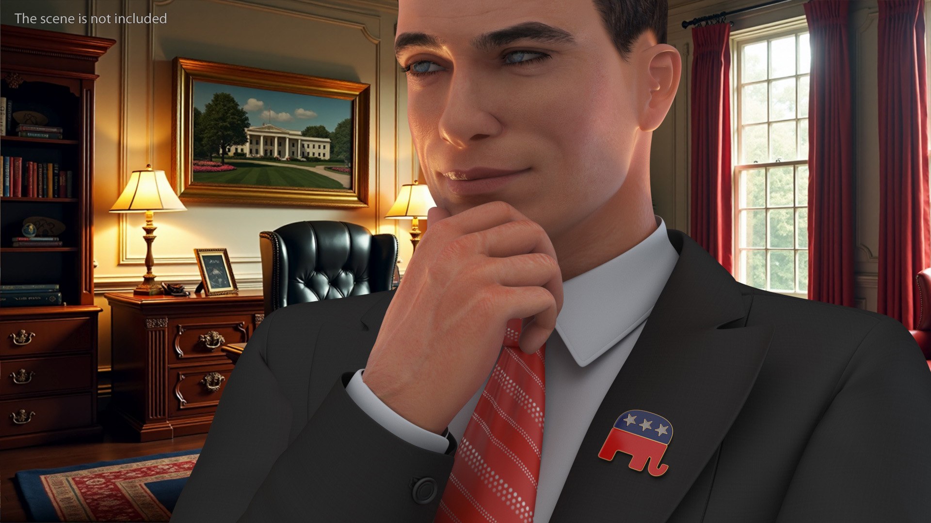 3D Republican Man Thinking Pose With Republican Badge Model ...