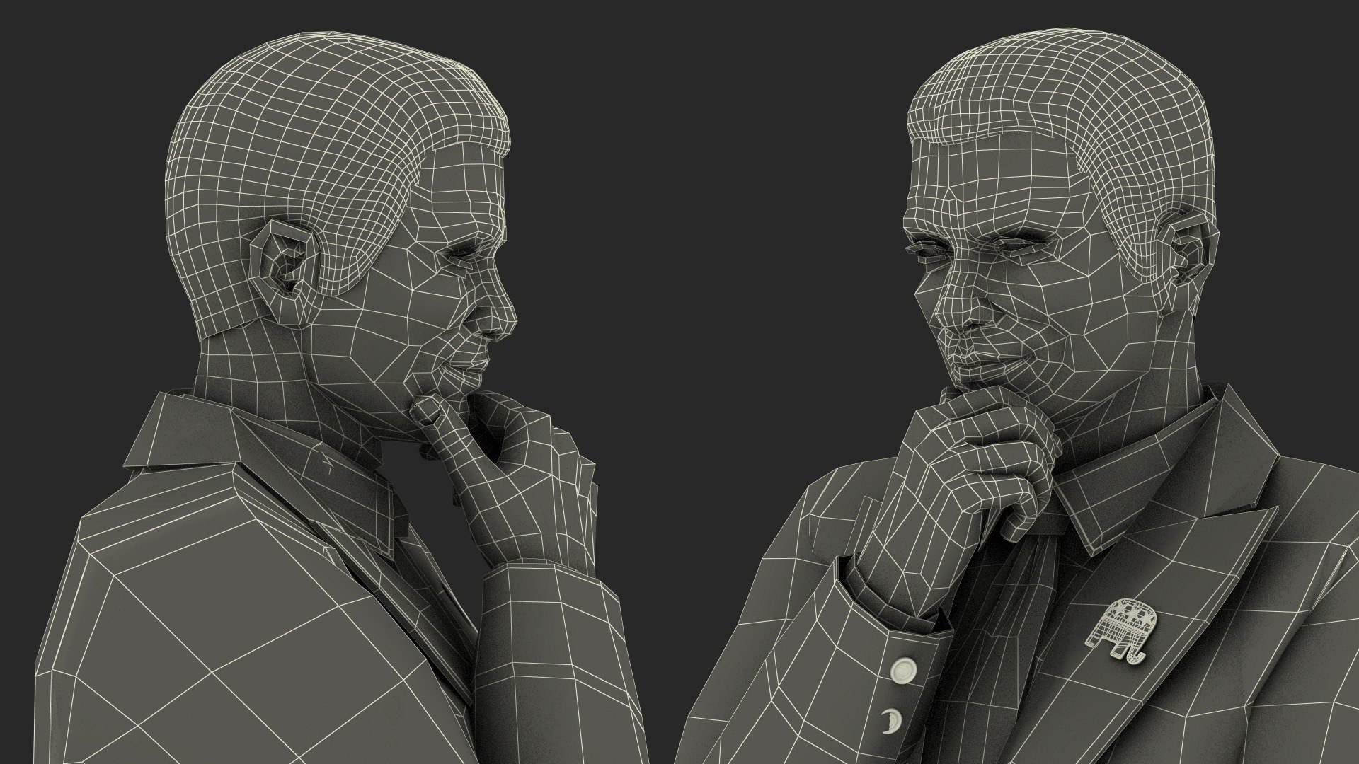 3D Republican Man Thinking Pose With Republican Badge Model ...