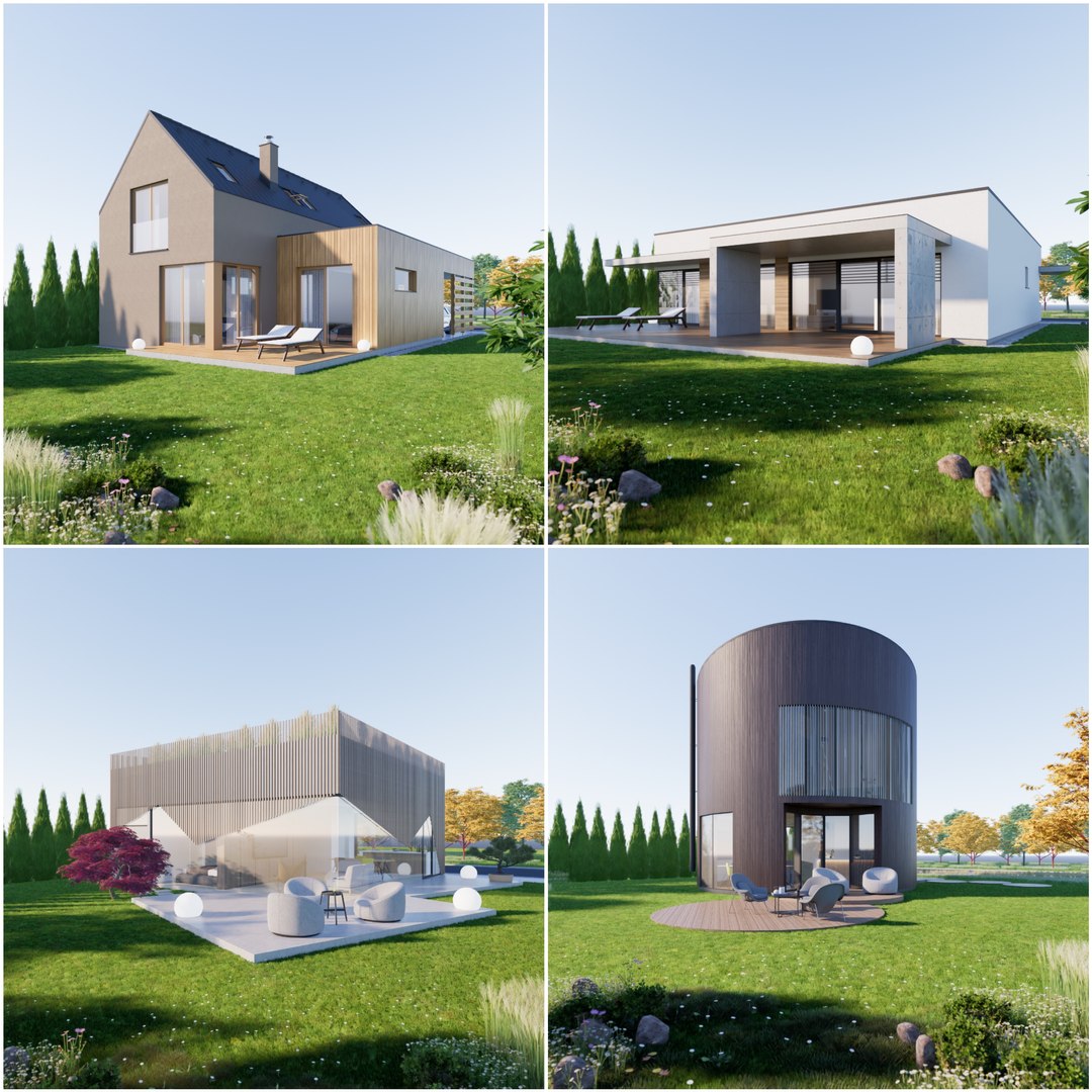 3D 20 Houses - Created With Fully Parametric Revit Families ...
