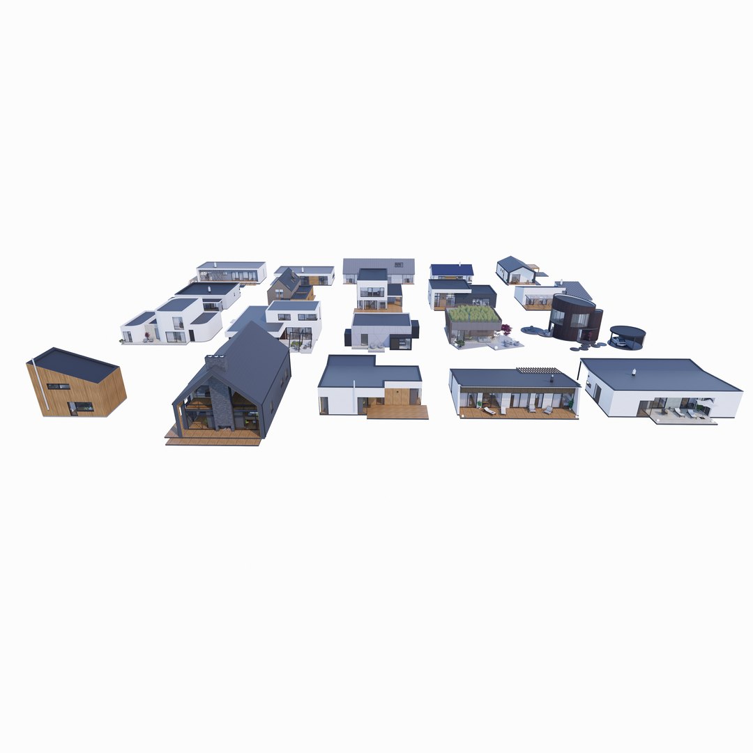 3D 20 Houses - Created With Fully Parametric Revit Families ...