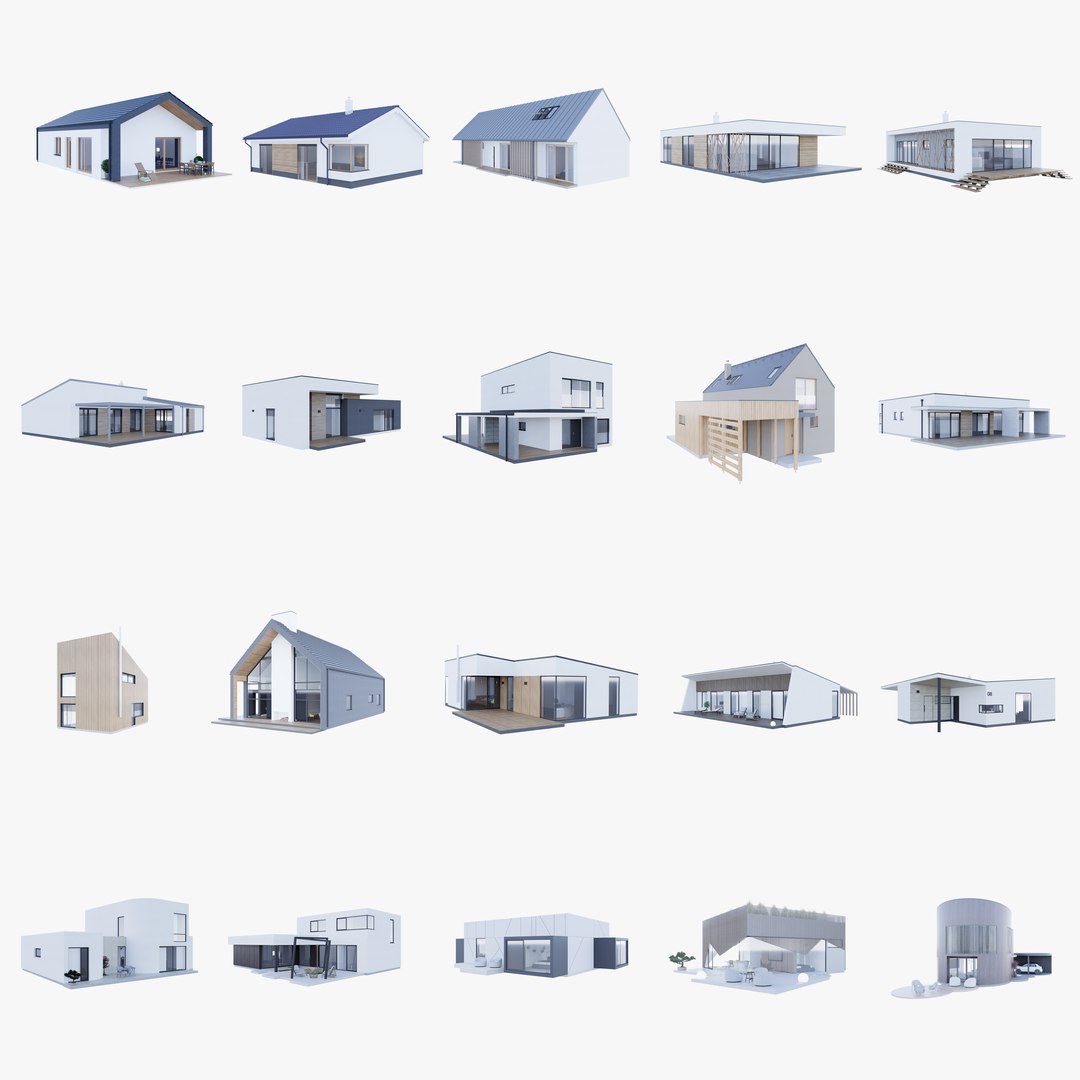 3D 20 Houses - Created With Fully Parametric Revit Families ...