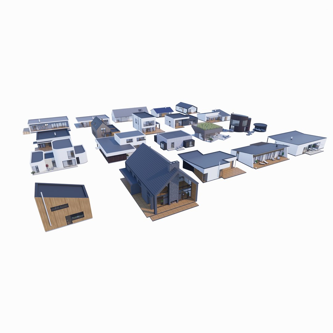 3D 20 Houses - Created With Fully Parametric Revit Families ...