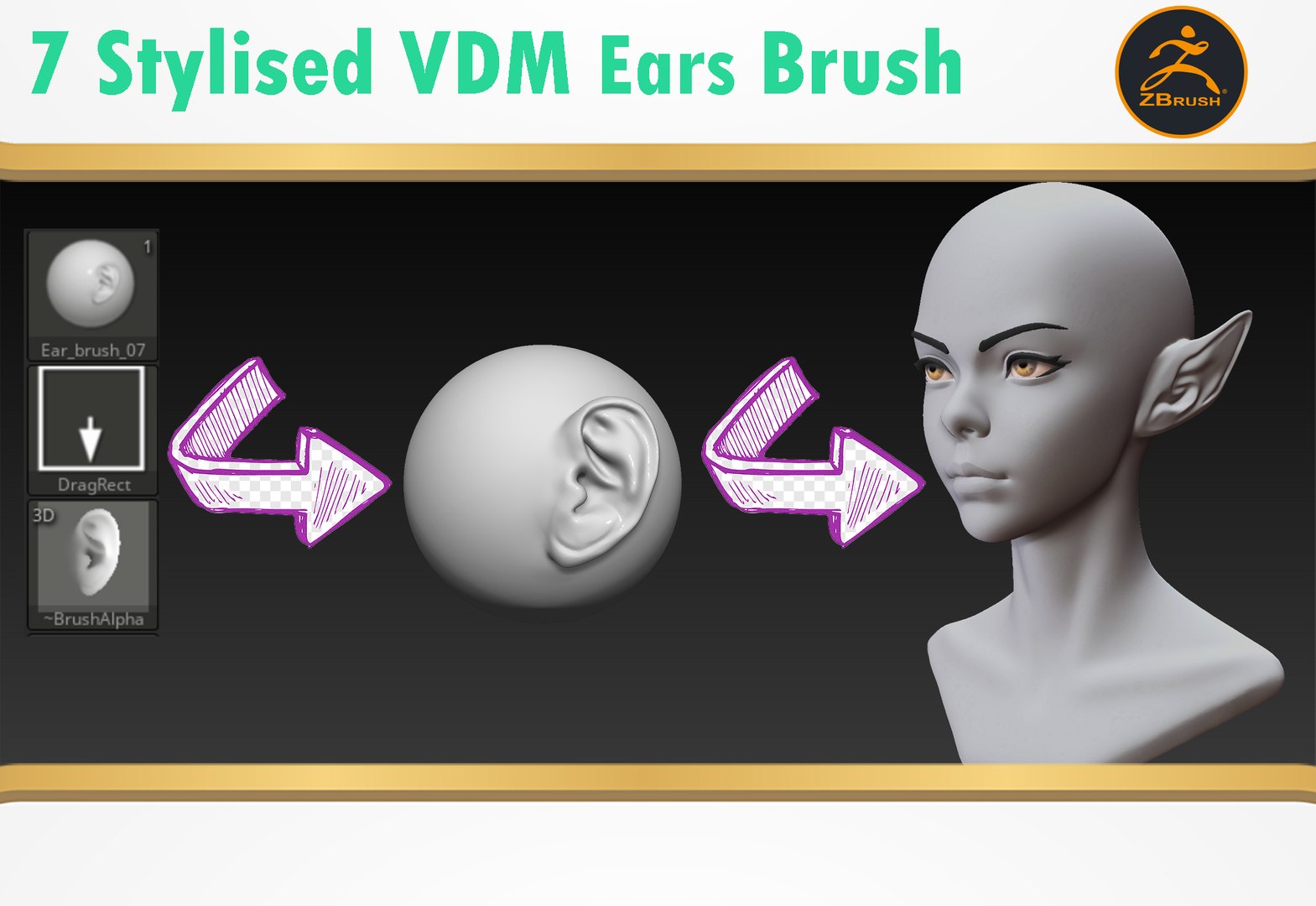 Stylized Ears Brushes 3D Model - TurboSquid 2379626