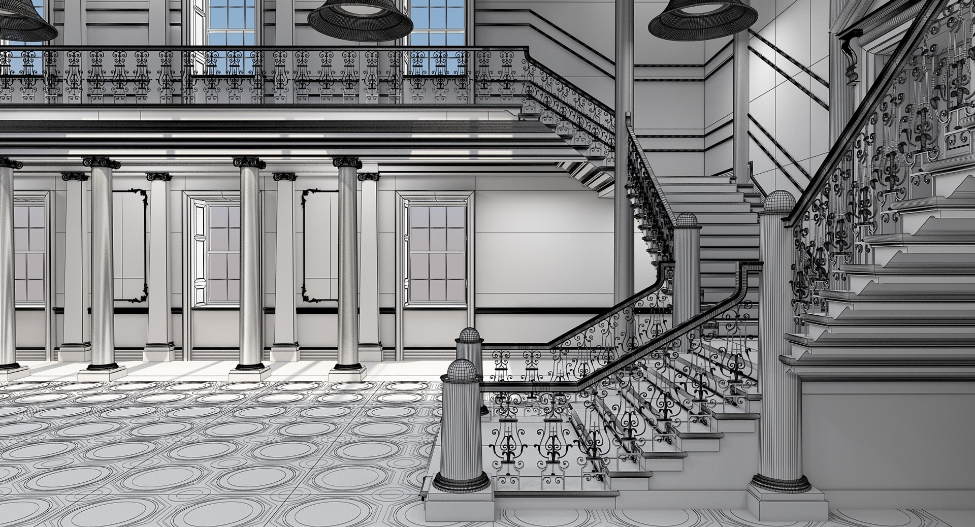 3D Model Classical Grand Staircase - TurboSquid 1205660