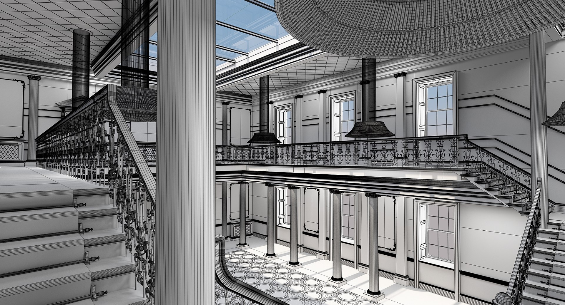 3D Model Classical Grand Staircase - TurboSquid 1205660
