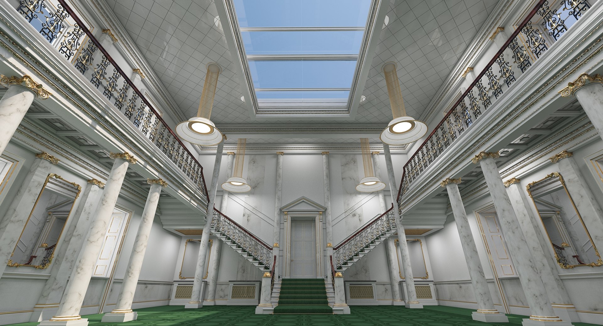 3D Model Classical Grand Staircase - TurboSquid 1205660