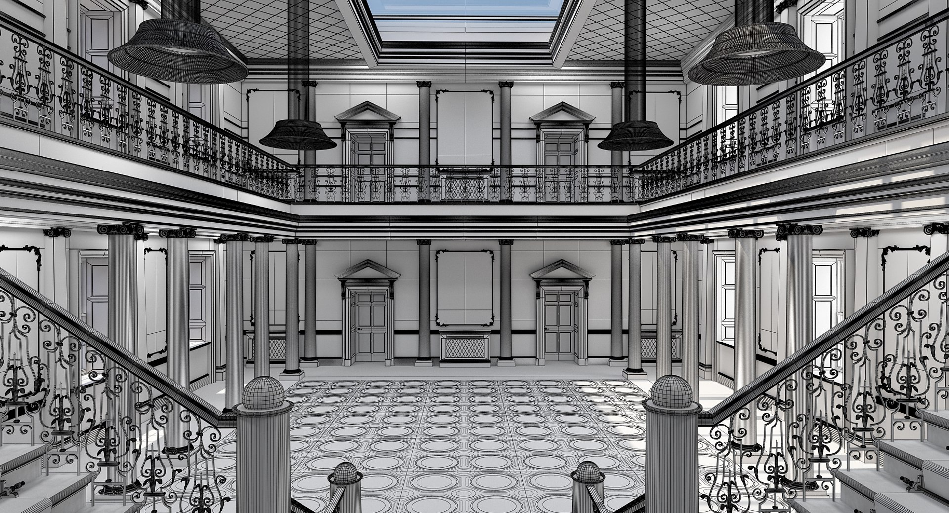 3D Model Classical Grand Staircase - TurboSquid 1205660