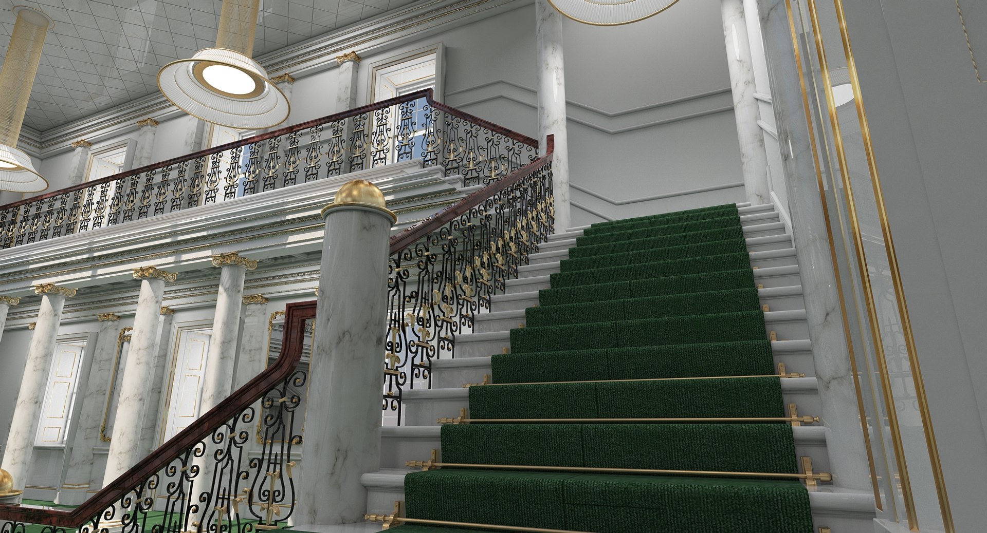 3D Model Classical Grand Staircase - TurboSquid 1205660