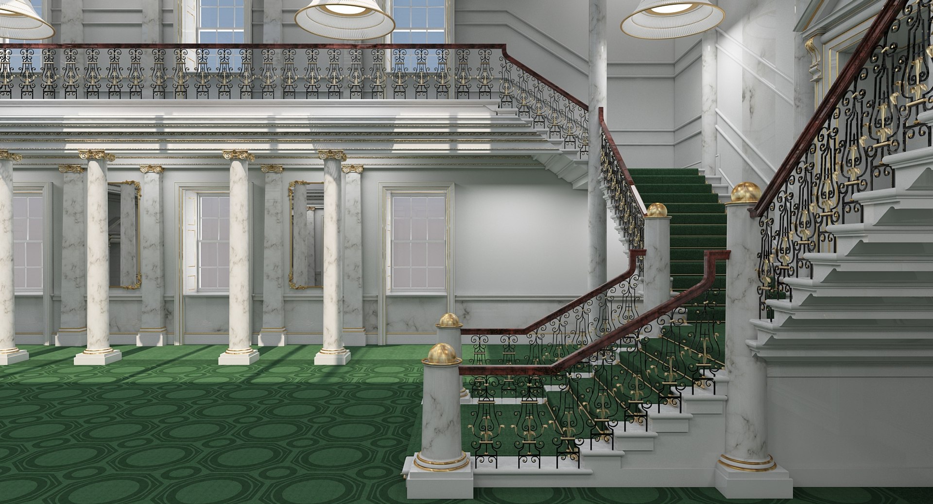 3D Model Classical Grand Staircase - TurboSquid 1205660