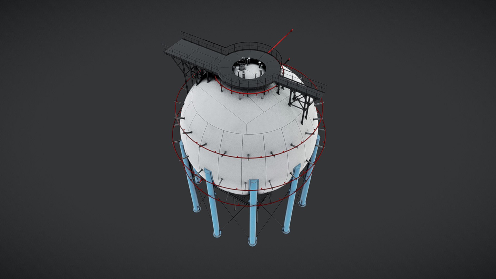 Spherical Storage Tank 3D Model - TurboSquid 2344287