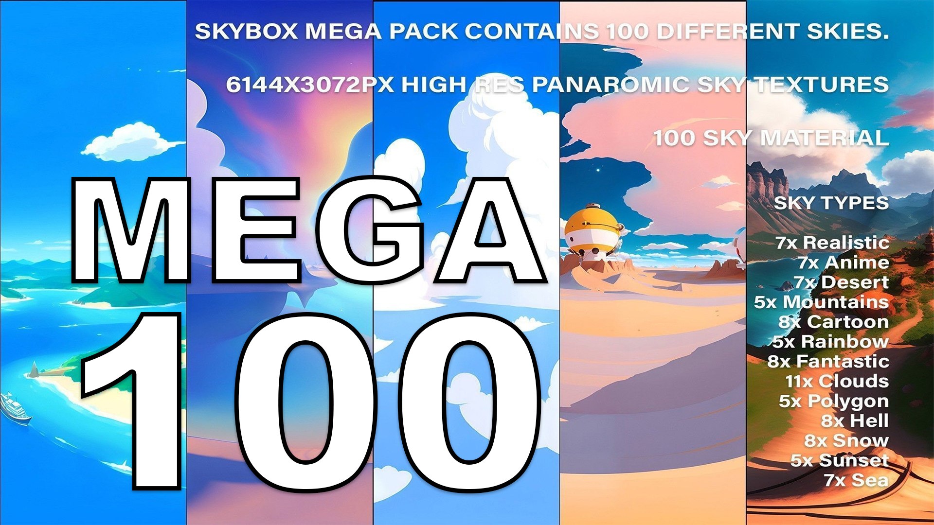 modelo 3d Skybox MEGA 100 Panaroma Pack Dibujos animados Estilizados ...