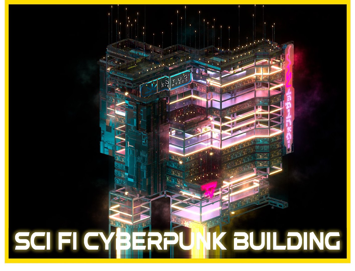 3D Sci-Fi Futuristic Cyberpunk Sci Fi City Building Skyscraper 65 Model ...
