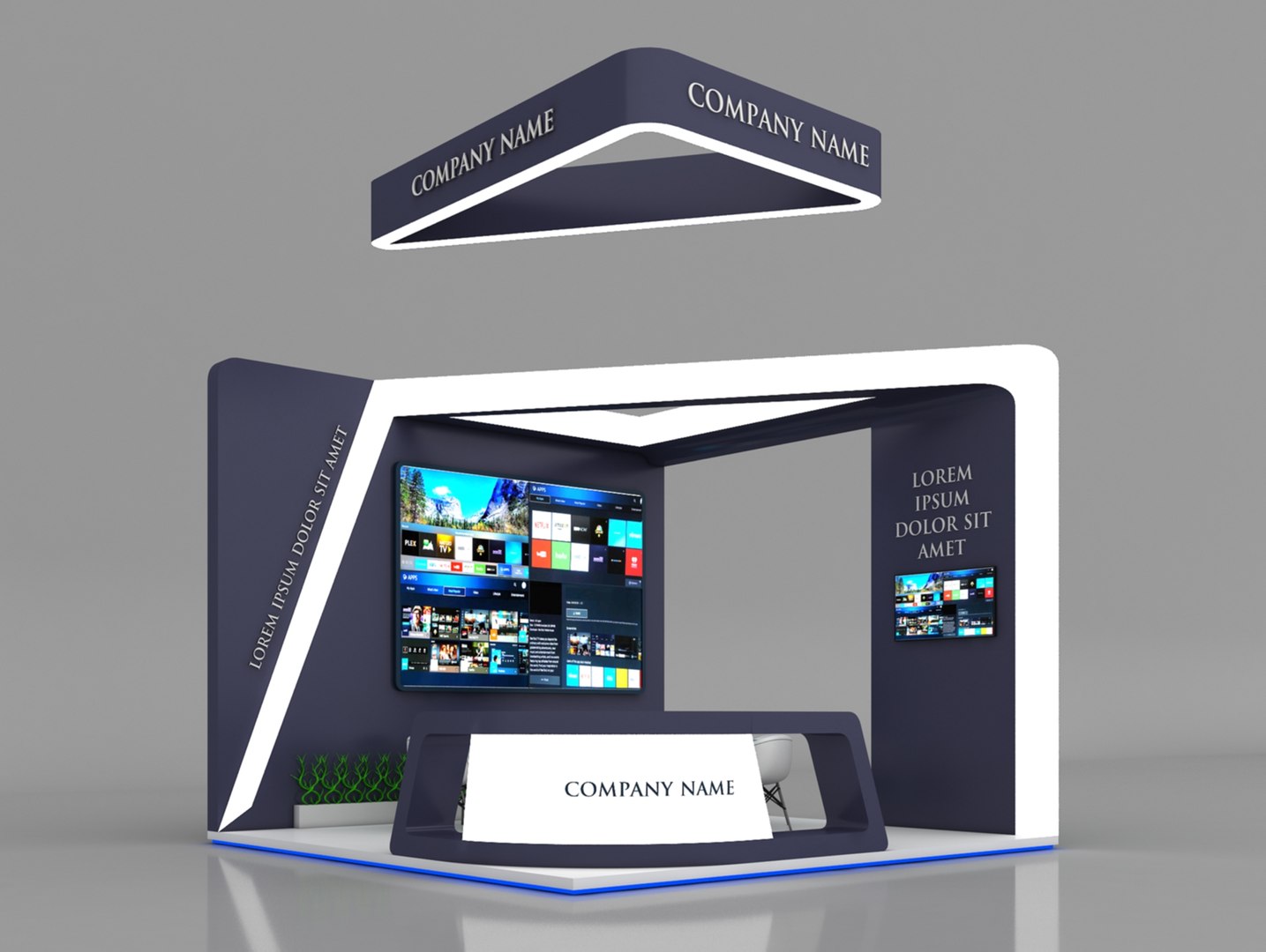 Booth Exhibition Stand Stall 5X5m Height 400 Cm 3 Side Open Model ...