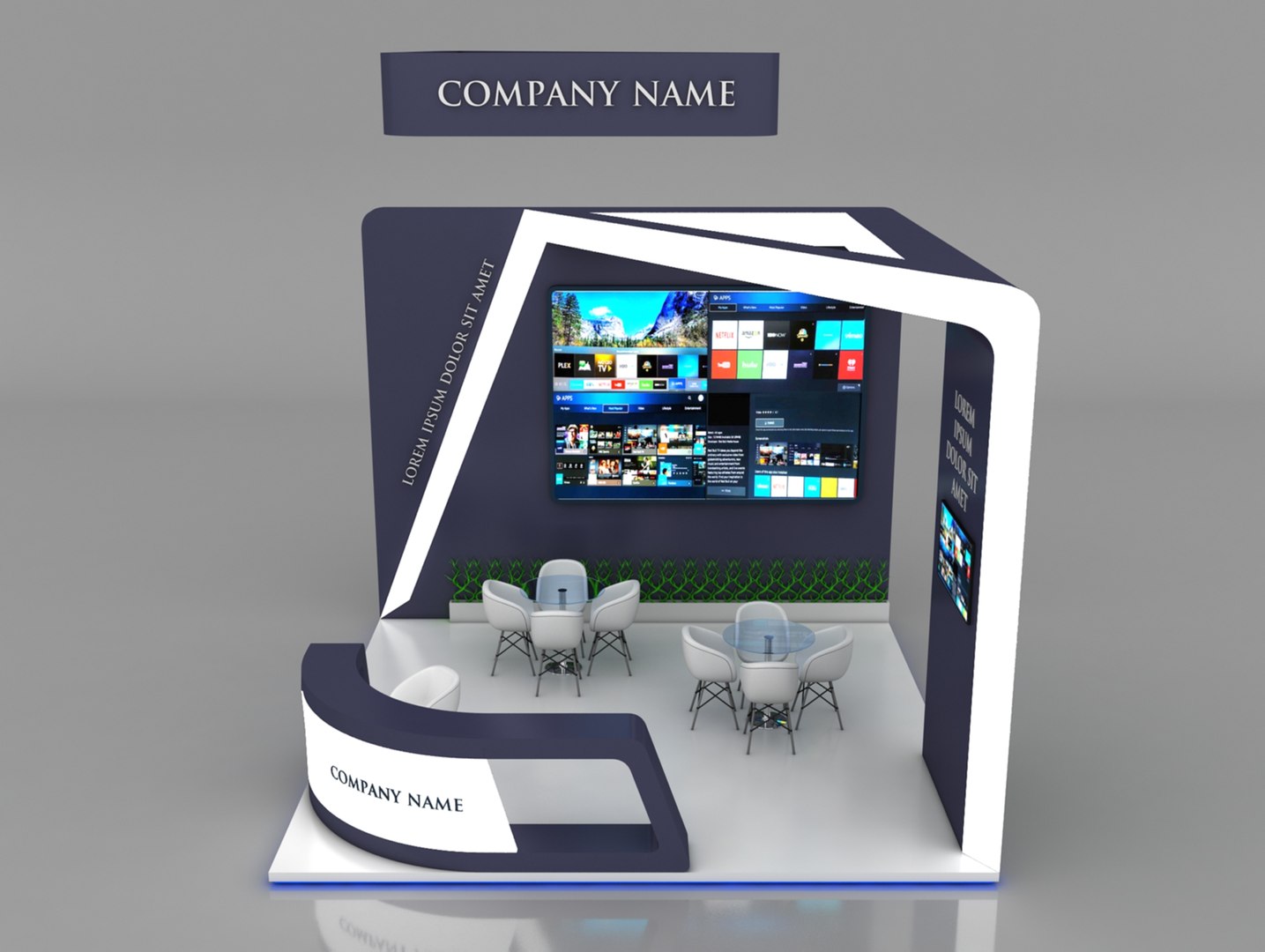 Booth Exhibition Stand Stall 5X5m Height 400 Cm 3 Side Open Model ...