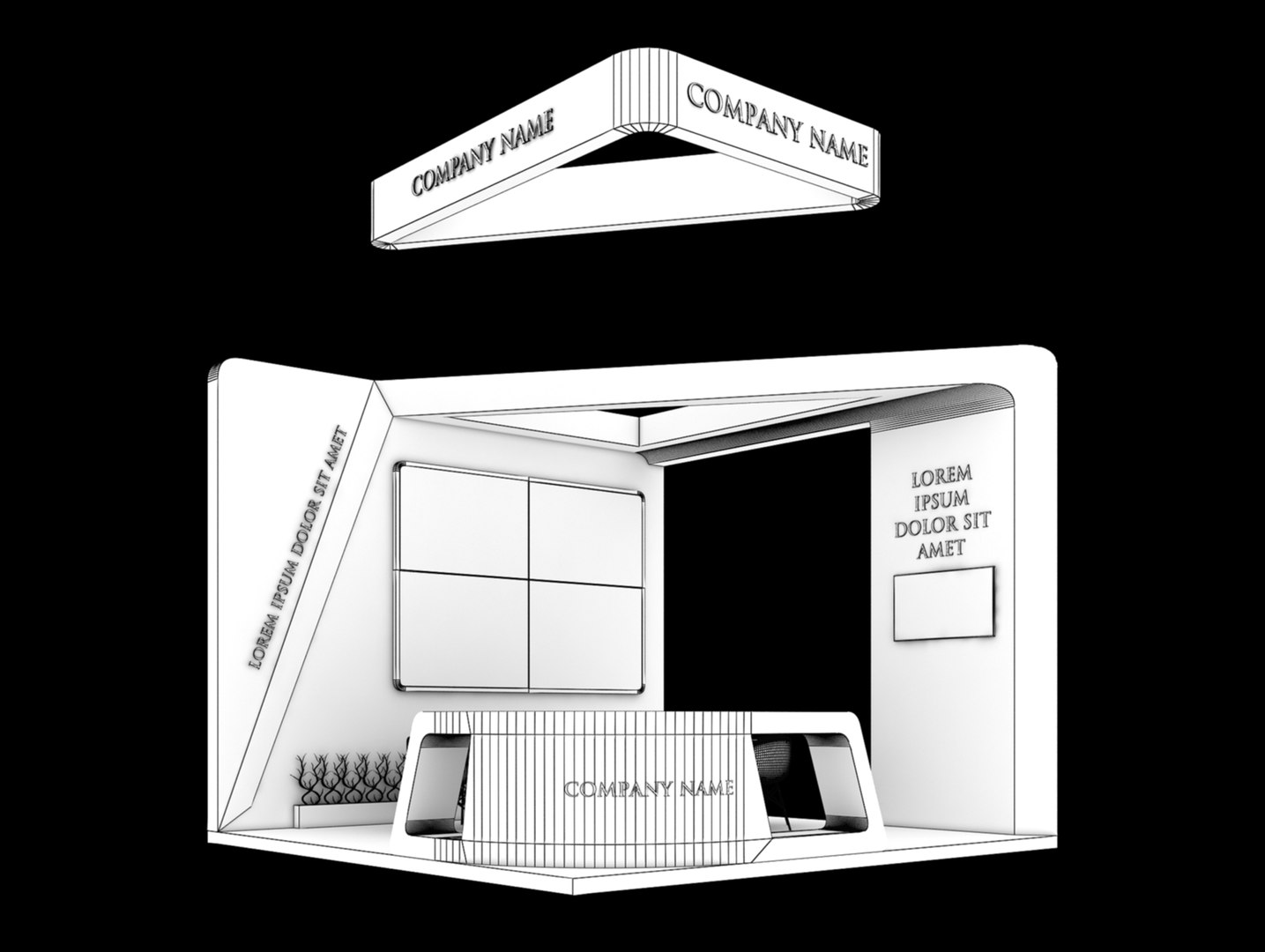 Booth Exhibition Stand Stall 5X5m Height 400 Cm 3 Side Open Model ...