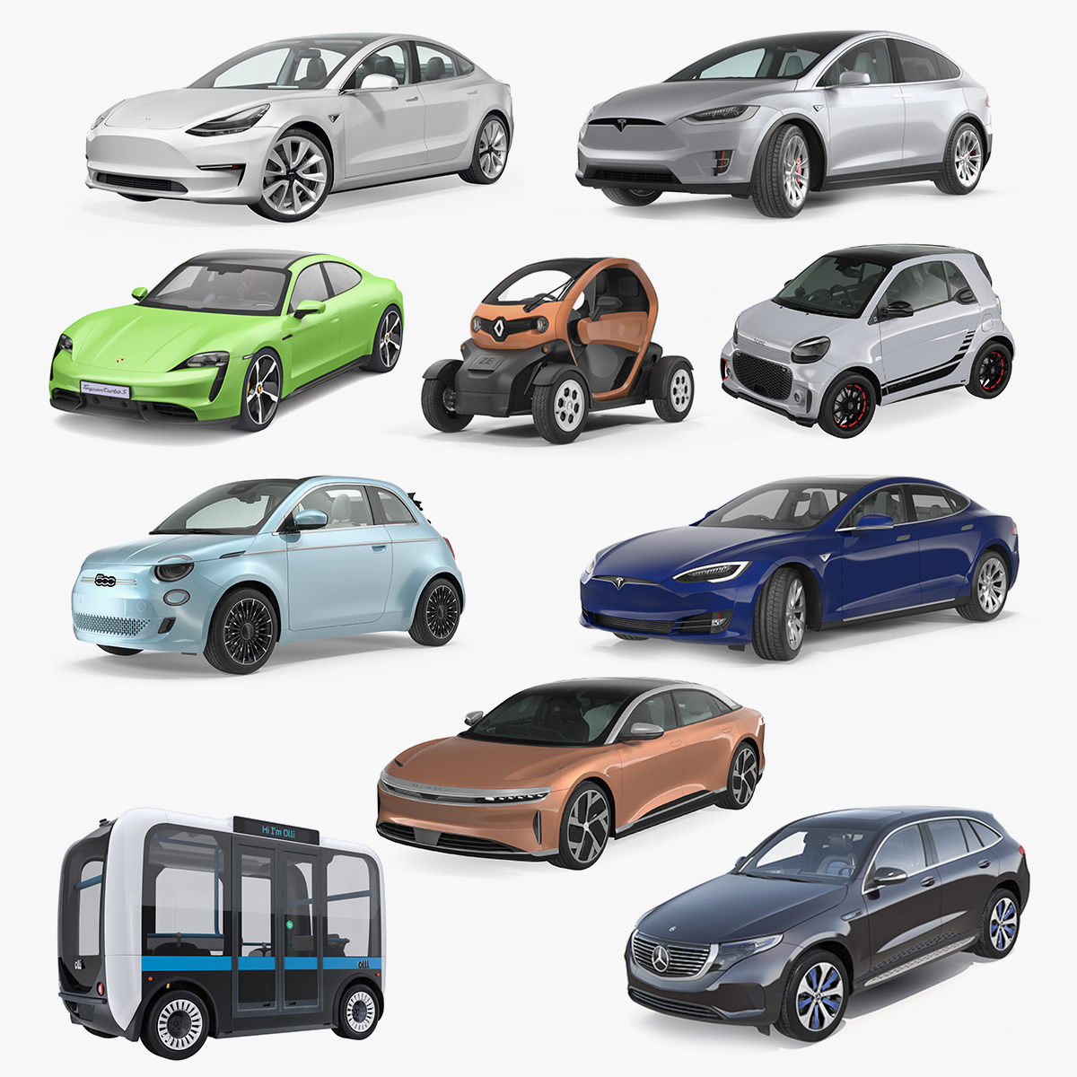 Electric Cars Collection 4 3D - TurboSquid 1796956