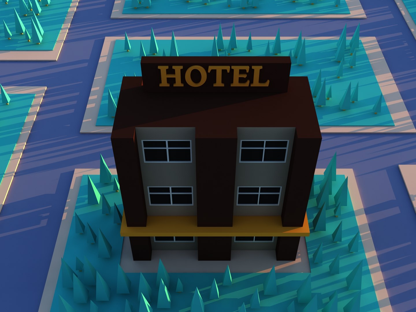 3D Cute Cartoon Hotel Model - TurboSquid 1956984