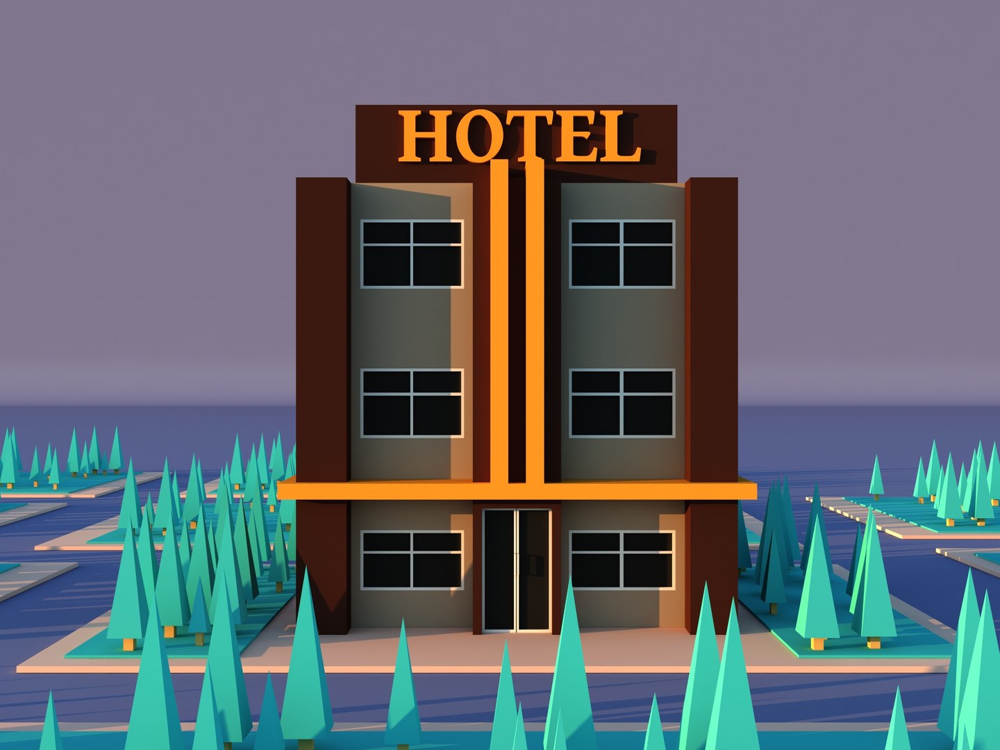 3D Cute Cartoon Hotel Model - TurboSquid 1956984