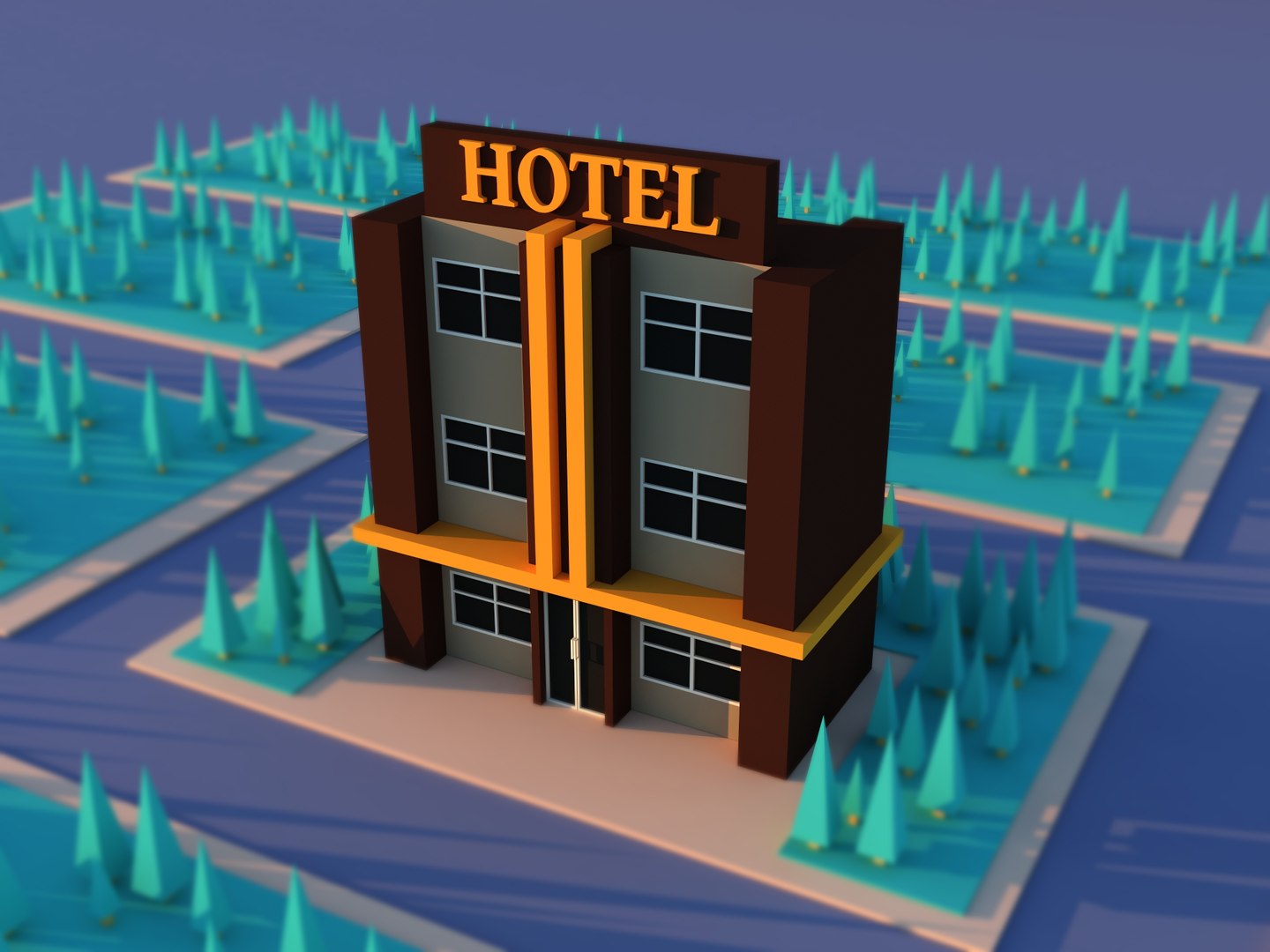 3D Cute Cartoon Hotel Model - TurboSquid 1956984