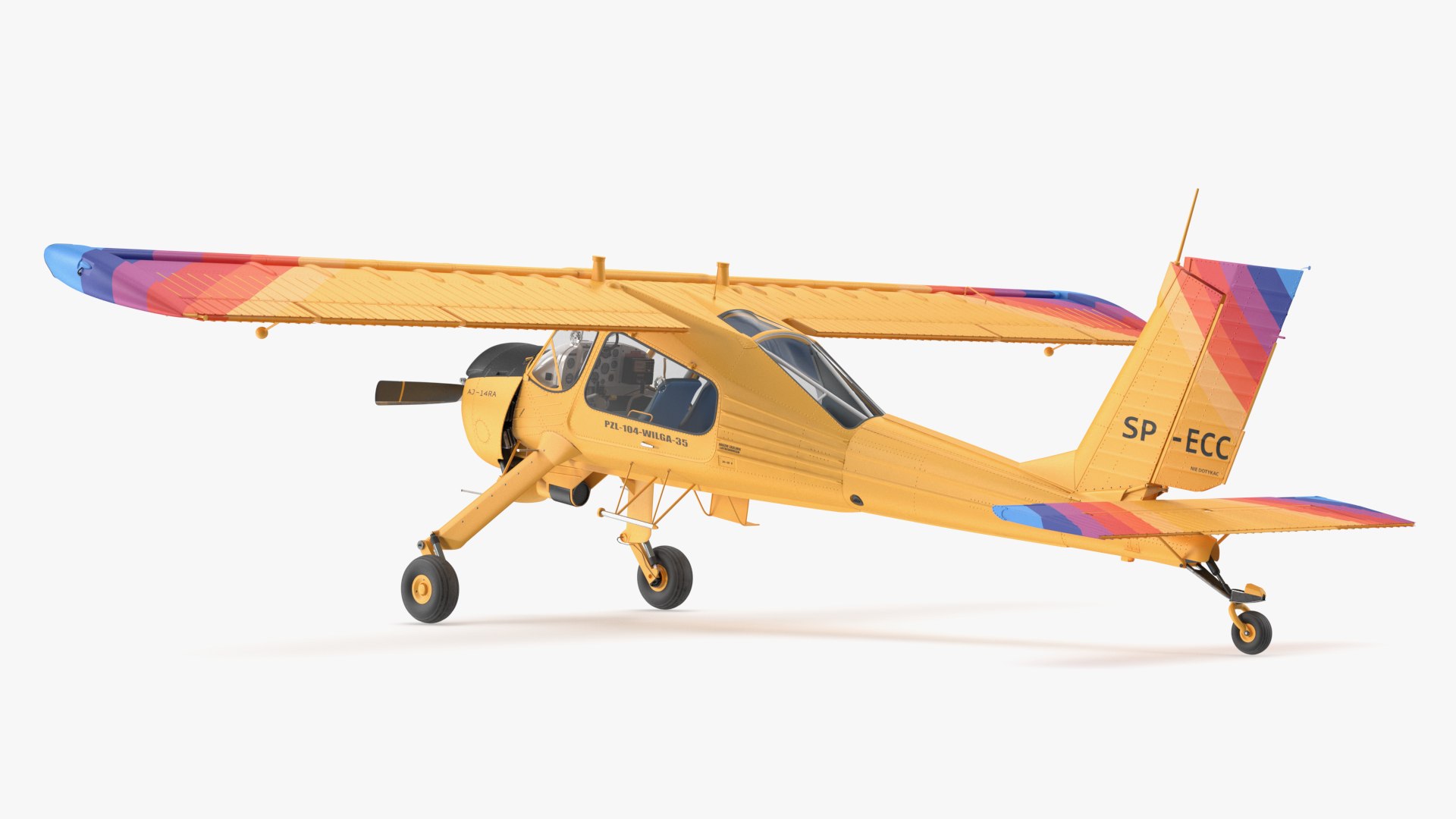 3D Aircraft PZL 104 Wilga Yellow Rigged Model - TurboSquid 2195791