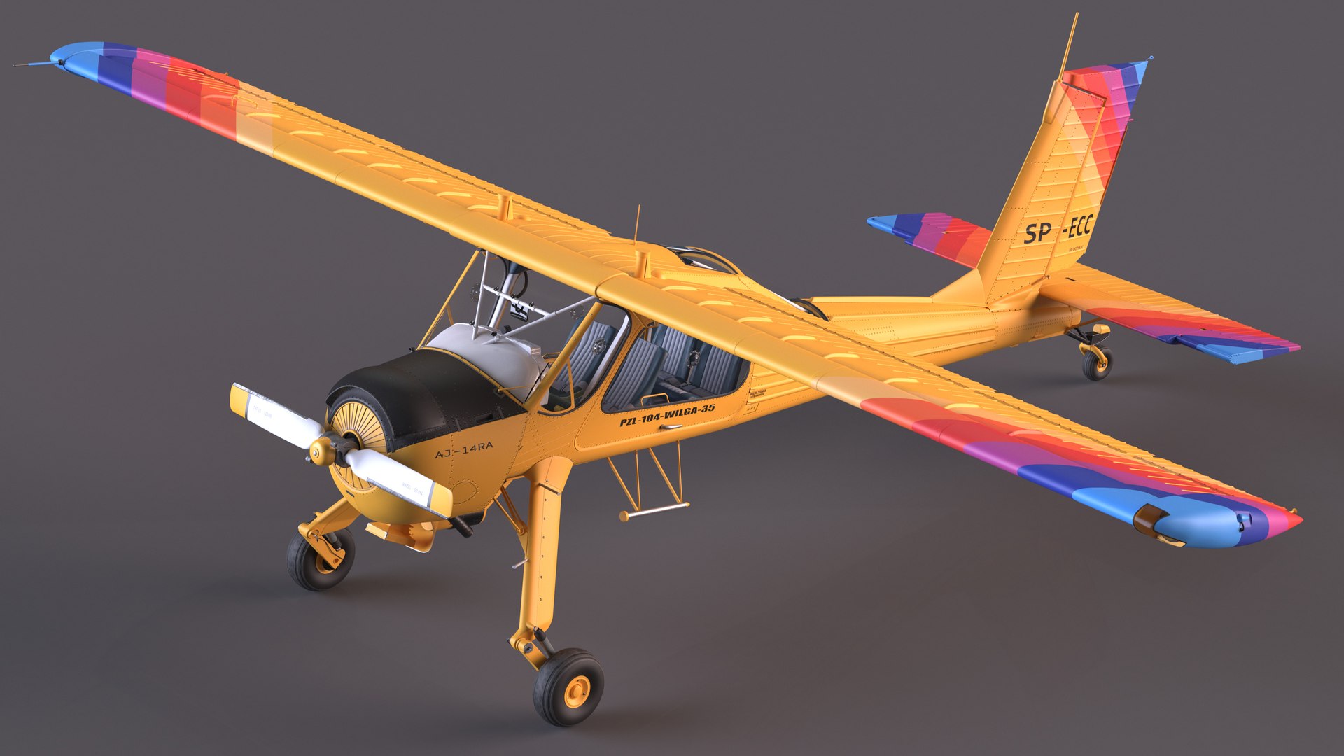 3D Aircraft PZL 104 Wilga Yellow Rigged Model - TurboSquid 2195791