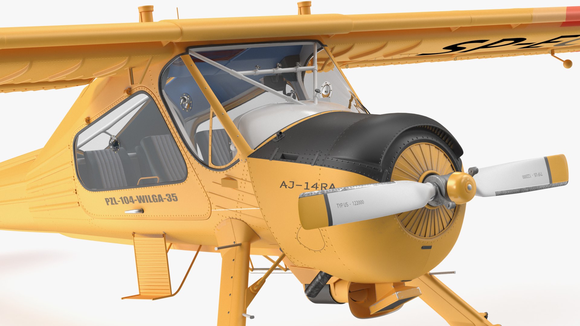 3D Aircraft PZL 104 Wilga Yellow Rigged Model - TurboSquid 2195791